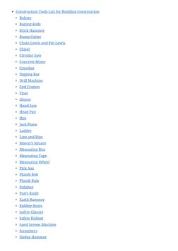 Essential Construction Tools List with Images | PDF | Concrete | Masonry