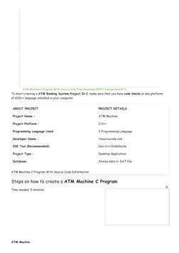C Program For ATM Machine With Source Code | PDF | Automated Teller Machine | Deposit Account