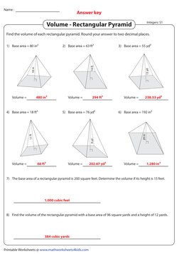 Rectangular Pyramid Volume Worksheet | PDF | Physical Quantities | Volume