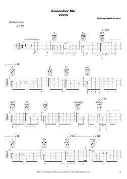 Coco "Remember Me" Guitar Tabs | PDF | Guitars | Guitar Family Instruments