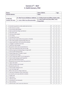 Conners 3 Self-Report Questionnaire | PDF