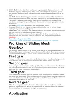 Sliding Mesh Gearbox Components & Operation | PDF | Gear | Manual ...