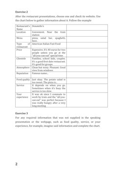 B1 Restaurant Review Writing Guide | PDF | Restaurants | Menu