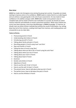 French Report Card Comments Summary | PDF | French Language | Curriculum