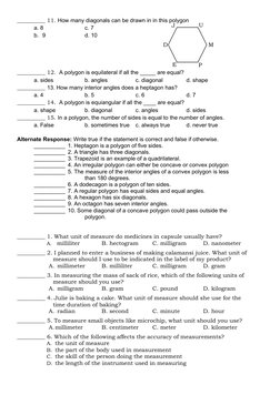 Grade 7 Polygons Summative Test | PDF | Polygon | Geometric Shapes