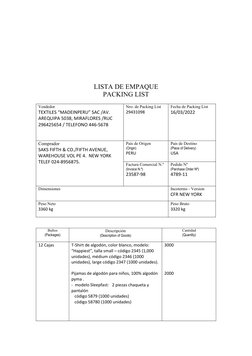 Ejemplos de Packing List en PDF | PDF | Gestión de la cadena de ...