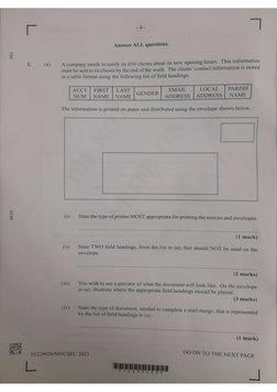 Csec Information Technology Paper 2 2023 | PDF