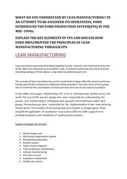 Ford Production System Overview | PDF | Lean Manufacturing | Operations ...