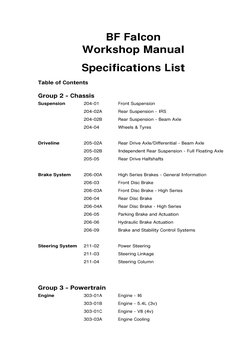 BF Falcon Workshop Manual Overview | PDF | Axle | Automotive Technologies