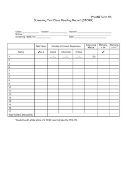 Phil-IRI Form 3B: Reading Assessment Tools | PDF