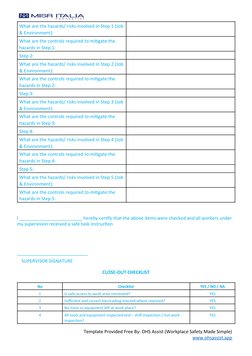 Daily Safety Task Instruction Template | PDF | Occupational Safety And ...