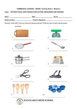 Kitchen Utensils Activity Worksheets | PDF | Tablespoon | Kitchen Utensil