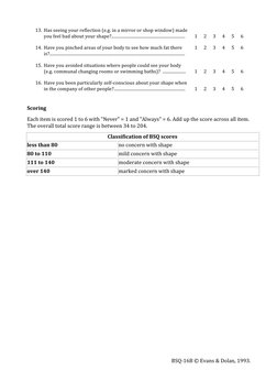 Body Shape Questionnaire (BSQ-16B) | PDF