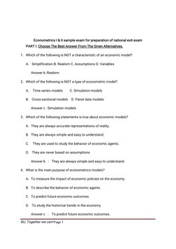 Econometrics Sample Exam Questions | PDF | Regression Analysis | Errors ...