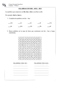 Ejercicios de Palabras con Hie, Hue y Hui | PDF