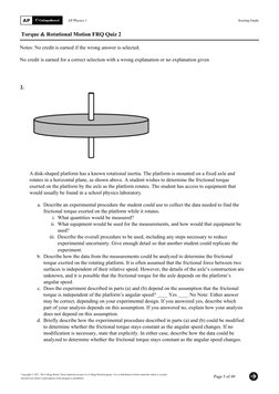 AP - Physics 1 Torque & Rotational Motion FRQ | PDF