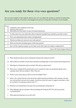 Extended Essay Viva Voce Questions | PDF | Thought | Human Communication