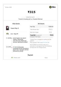 Ola Auto Invoice Details and Format | PDF | Invoice | Payments