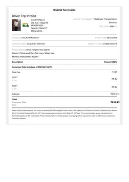 Ola Auto Invoice Details and Format | PDF | Invoice | Payments