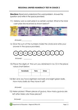 Grade 2 Regional Numeracy Test | PDF | Teaching Methods & Materials