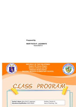 Classroom Program Schedule Template | PDF | Teachers | Cognition