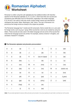 Romanian Alphabet and Pronunciation Guide | PDF | Alphabet | Notation