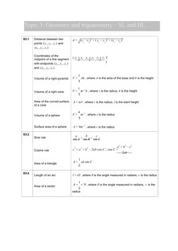 IB Math AA Formula Booklet SL/HL | PDF | Area | Mathematics