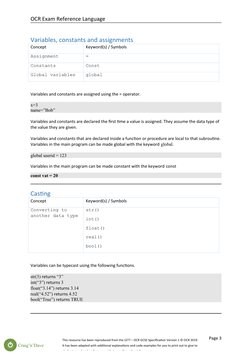 OCR Exam Reference Language Guide | PDF | Variable (Computer Science) | String (Computer Science)
