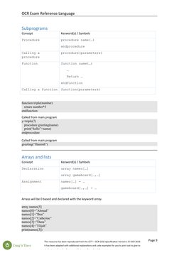 OCR Exam Reference Language Guide | PDF | Variable (Computer Science) | String (Computer Science)