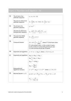 IB Math AA SL Formula Booklet 2023 | PDF | Logarithm | Area