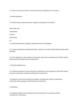 SOP for Water System Operation and Maintenance | PDF | Calibration ...