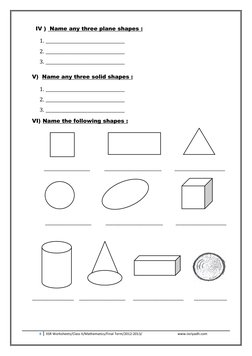 Class 2 Shapes and Patterns Worksheet | PDF | Shape | Sphere