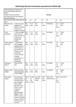 ChEDE-Q8 Questionnaire for Eating Disorders | PDF | Eating Disorder ...