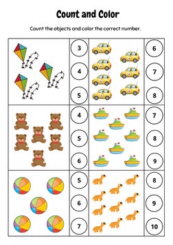 White Colorful Let's Count Animals Worksheet | PDF
