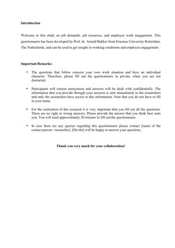 Job Demands-Resources Questionnaire | PDF | Psychology | Psychological ...