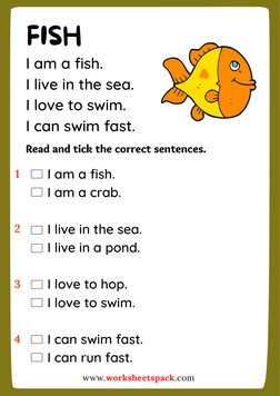 Sea Animals: Simple Sentences for Kids | PDF | Crab | Fish