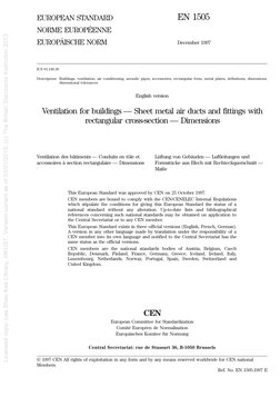 En 1505-1998 Ventilation For Buildings - Sheet Metal Air Ducts and ...