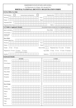 PNG Birth & NID Registration Form | PDF | Marriage | Birth Certificate