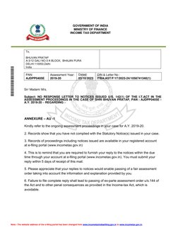 Income Tax Notice: No Response Letter | PDF | Economies | Governance