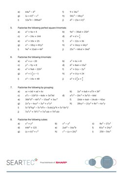 Grade 10 Factorising Expressions Worksheet | PDF | Factorization ...