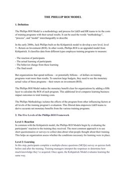 Phillips ROI Model for Training Evaluation | PDF | Return On Investment ...