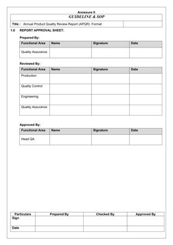 Annual Product Quality Review Format | PDF | Packaging And Labeling ...