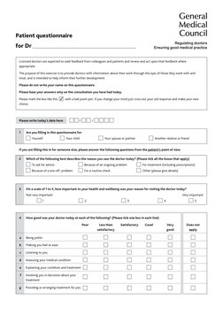 GMC Patient Feedback Questionnaire | PDF | Health Sciences | Public ...