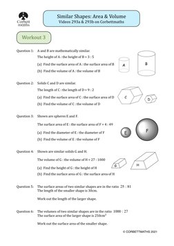 Similar Shapes: Area & Volume Worksheet | PDF | Area | Volume