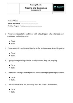 Rigging and Banksman Assessment Guide | PDF | Crane (Machine ...