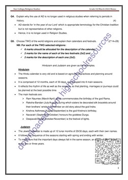 Grade 10 Religion Studies March Test | PDF | Religious Faiths
