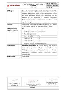 IMS Objectives and Targets Procedure | PDF | Feasibility Study ...