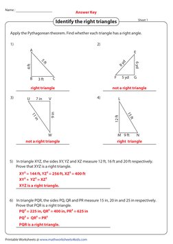 Identify Right Triangles Worksheet | PDF | Triangle | Mathematical Objects