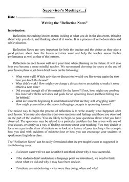Teacher Reflection Notes Guide | PDF | Lesson Plan | Teachers