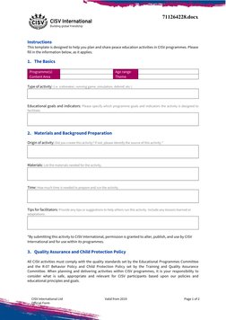 CISV Activity Planning Template | PDF